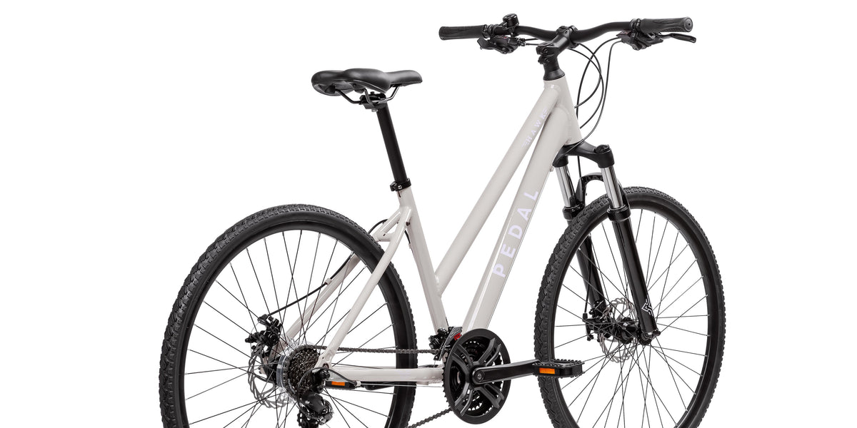 Pedal Hawk 2 TP Hybrid Bike Gloss Cool Grey/Lilac – Pedal Bikes